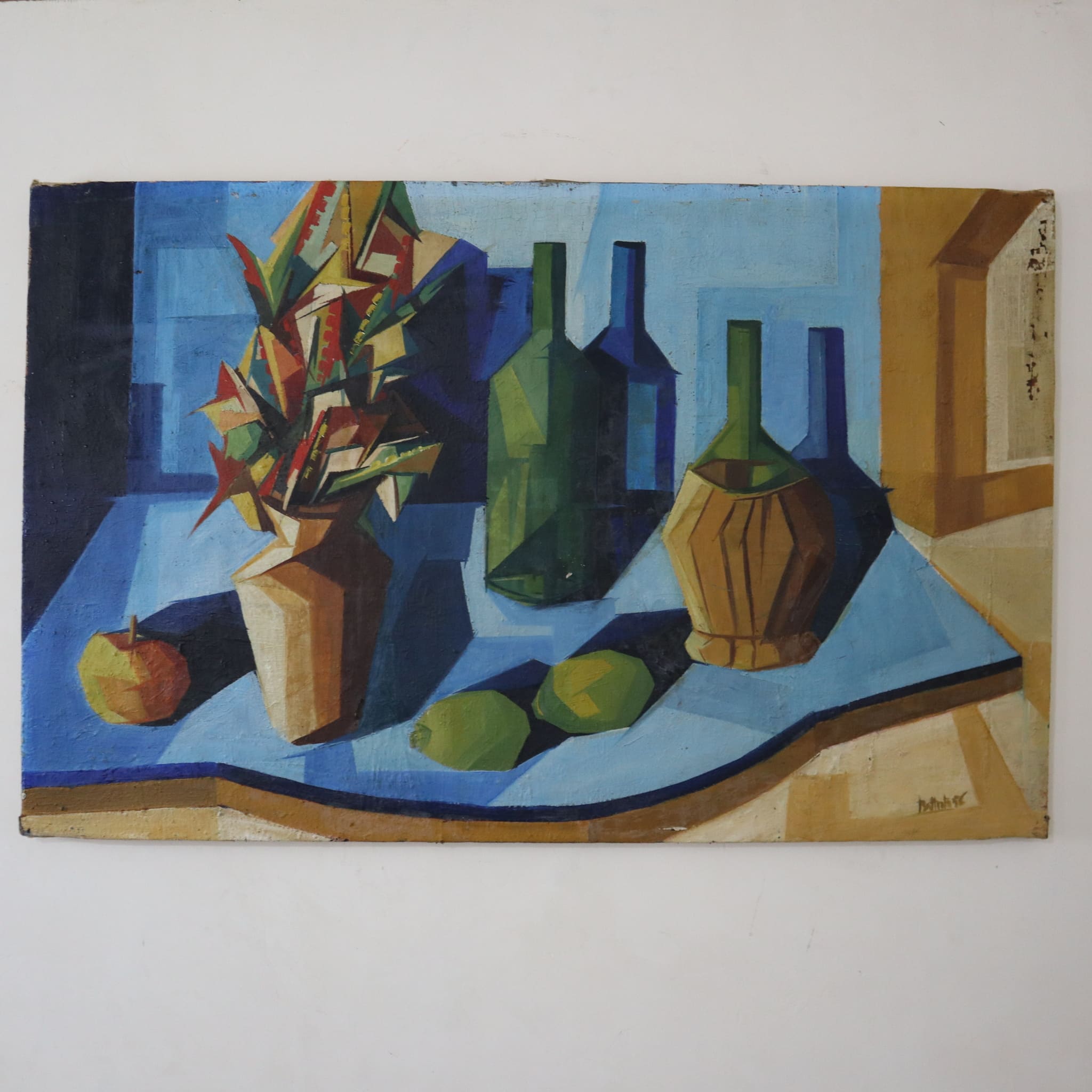Cubist painting from 1956: Still Life on Canvas - Visioni d'Epoca