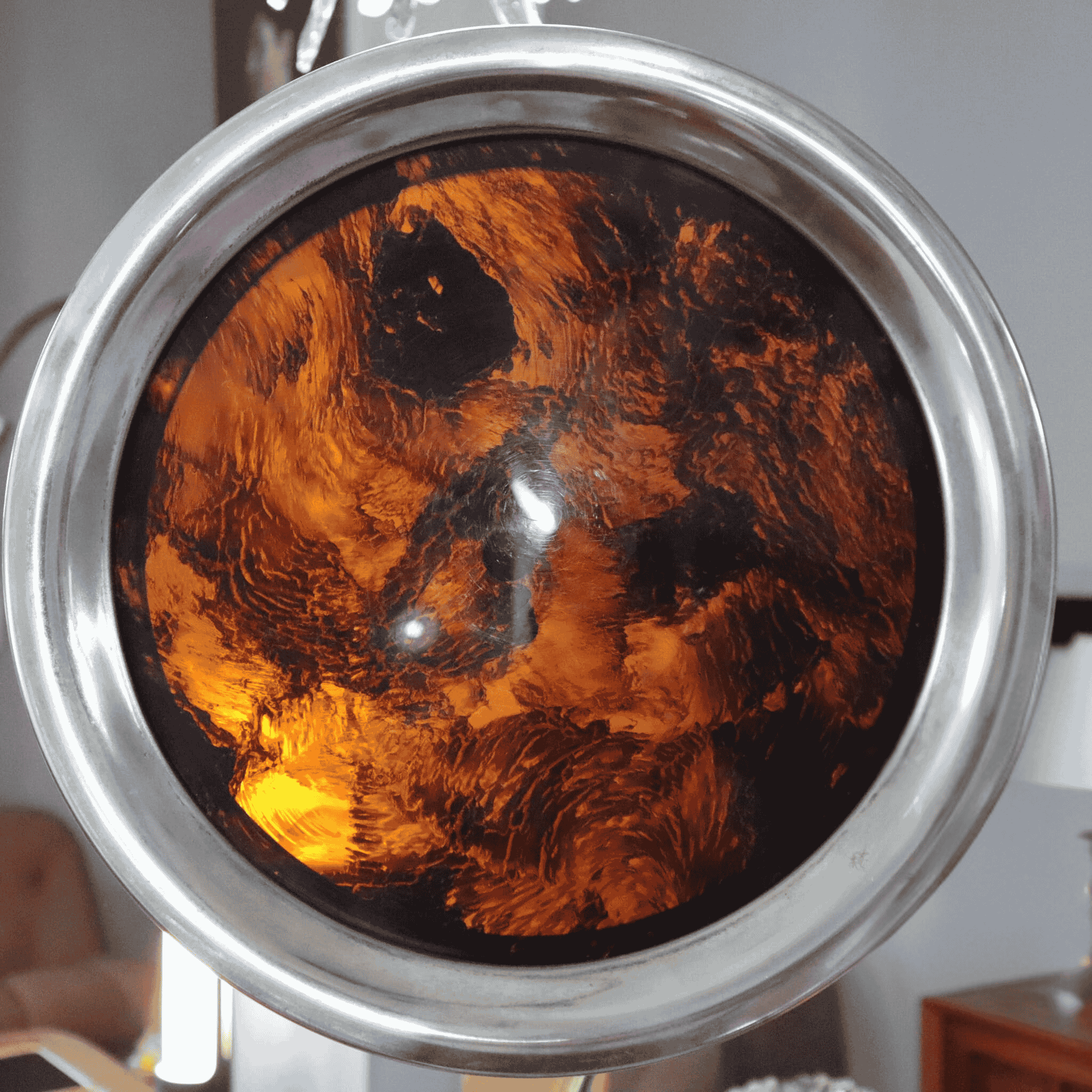 Round tray in bakelite and silver in fake turtle by Rede Guzzini 70s ...