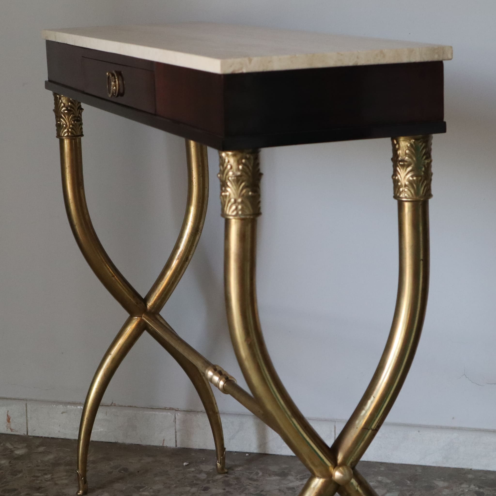 Console by Paolo Buffa in Rosewood and Marble, 1940s - Visioni d'Epoca