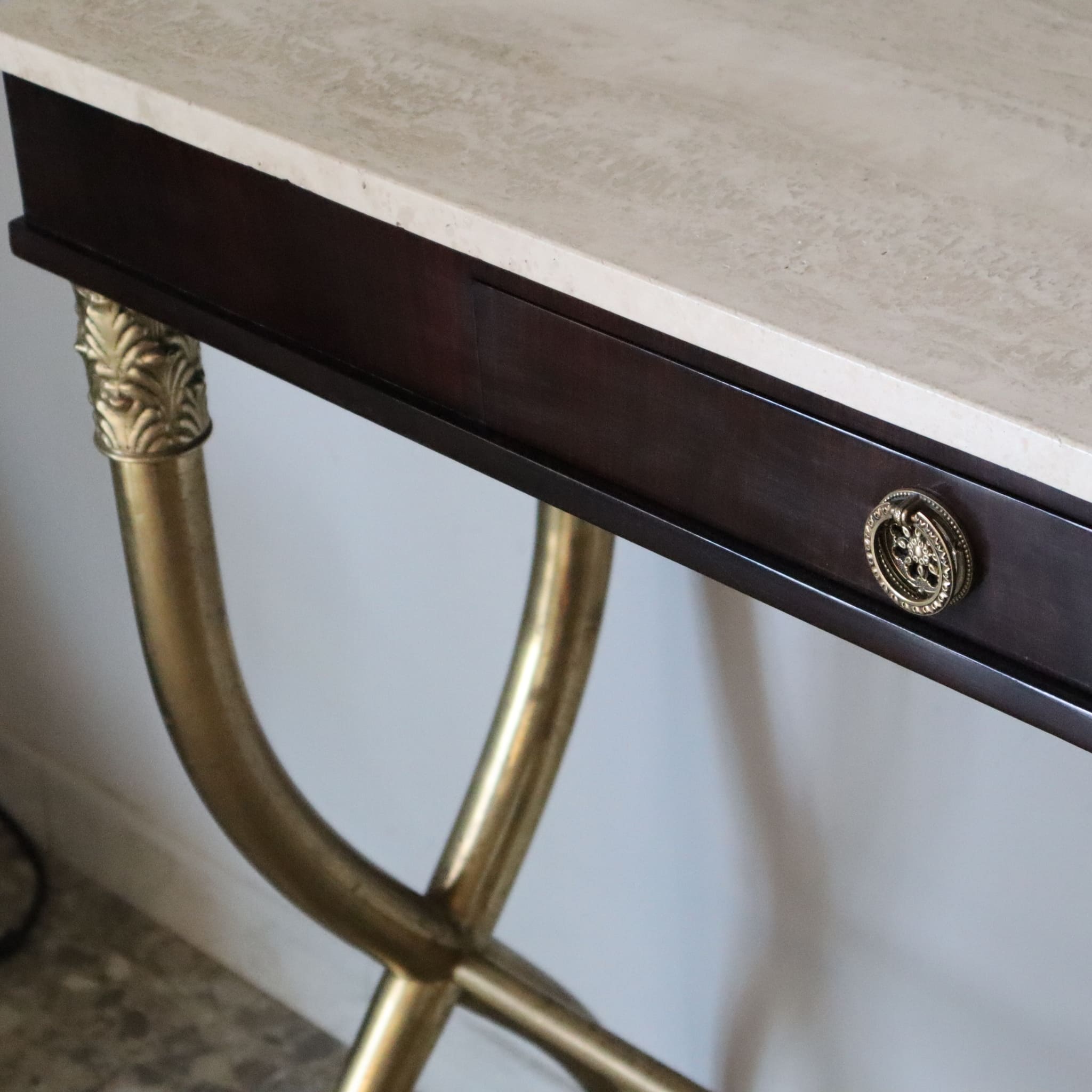 Console by Paolo Buffa in Rosewood and Marble, 1940s - Visioni d'Epoca